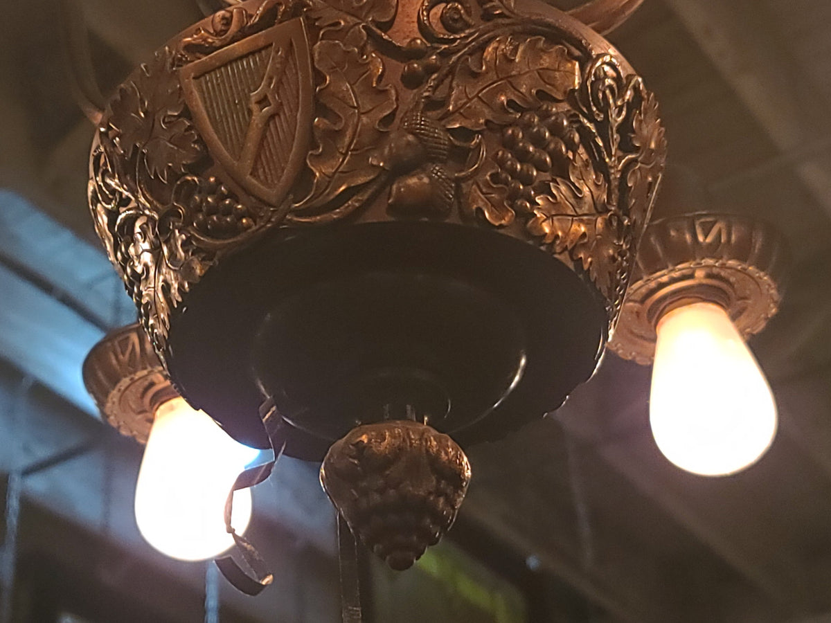 Vintage Cast Bronze Tudor Light Fixture with Grapes & Shields – Toledo ...