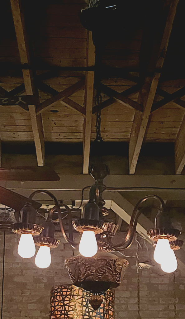 Vintage Cast Bronze Tudor Light Fixture with Grapes & Shields – Toledo ...