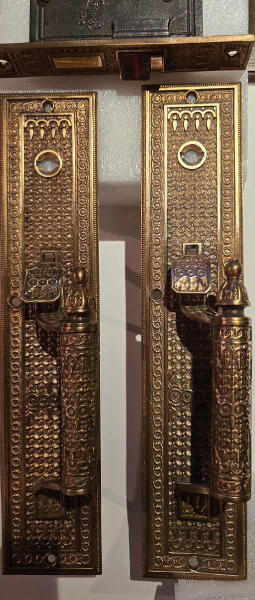 Late 1800s Reading Hardware Co. Cast Bronze Thumb Paddle Set with Orig ...