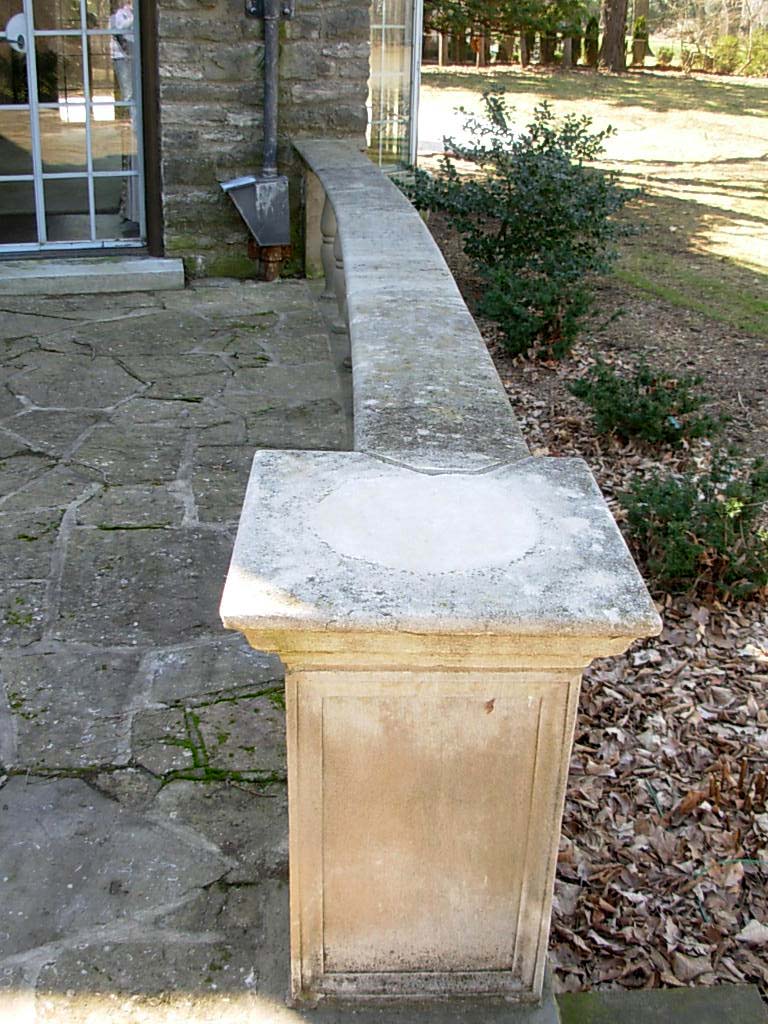 Spectacular 1926 36 ft Long Curved Limestone Railing with Large Cap ...