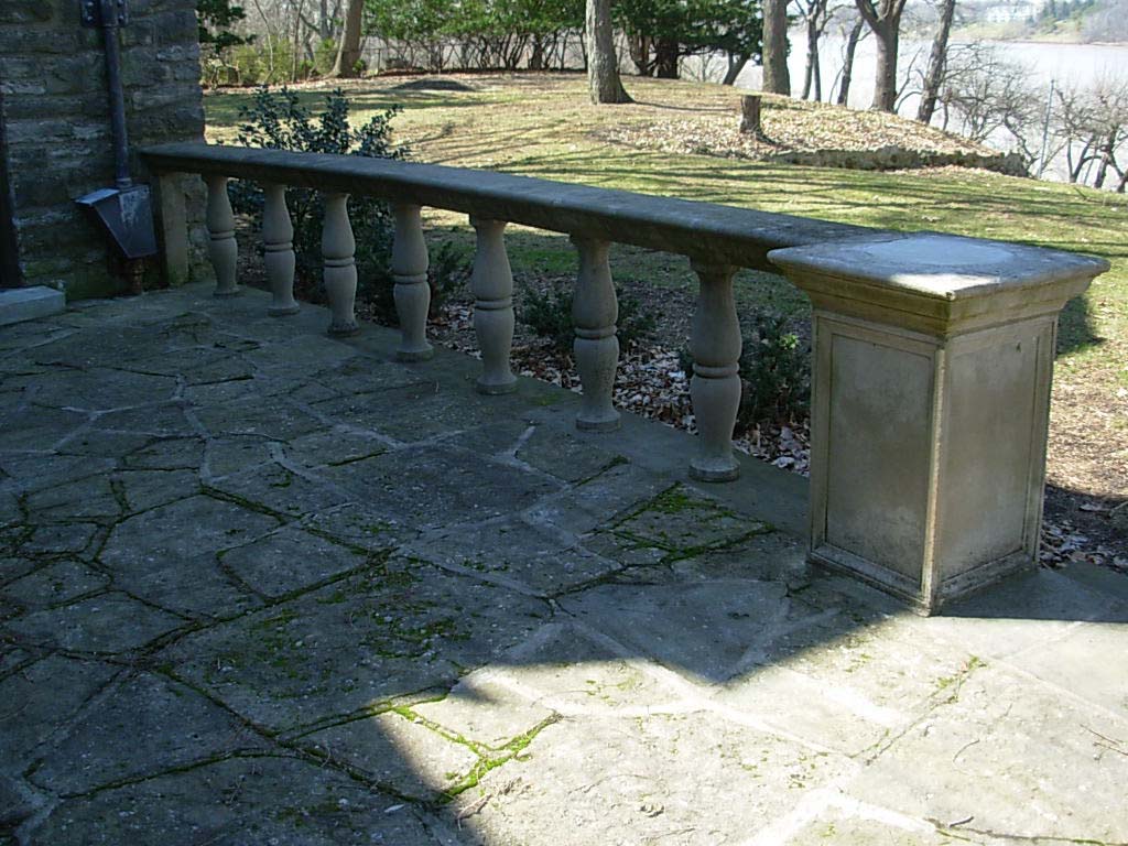 Spectacular 1926 36 ft Long Curved Limestone Railing with Large Cap ...