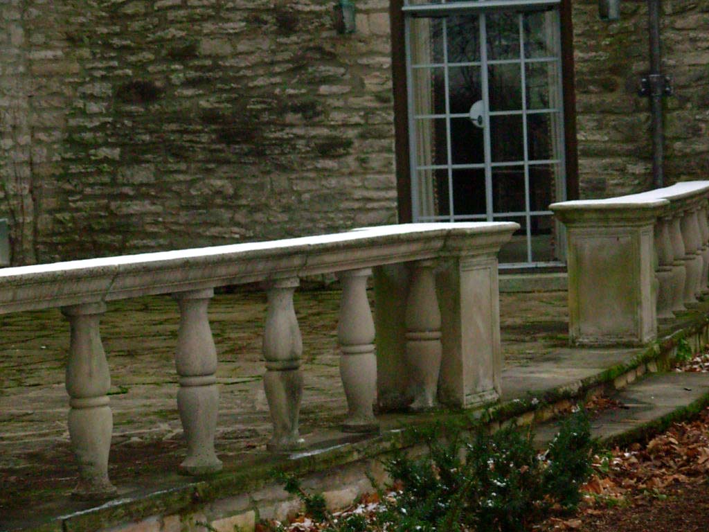 Spectacular 1926 36 ft Long Curved Limestone Railing with Large Cap ...
