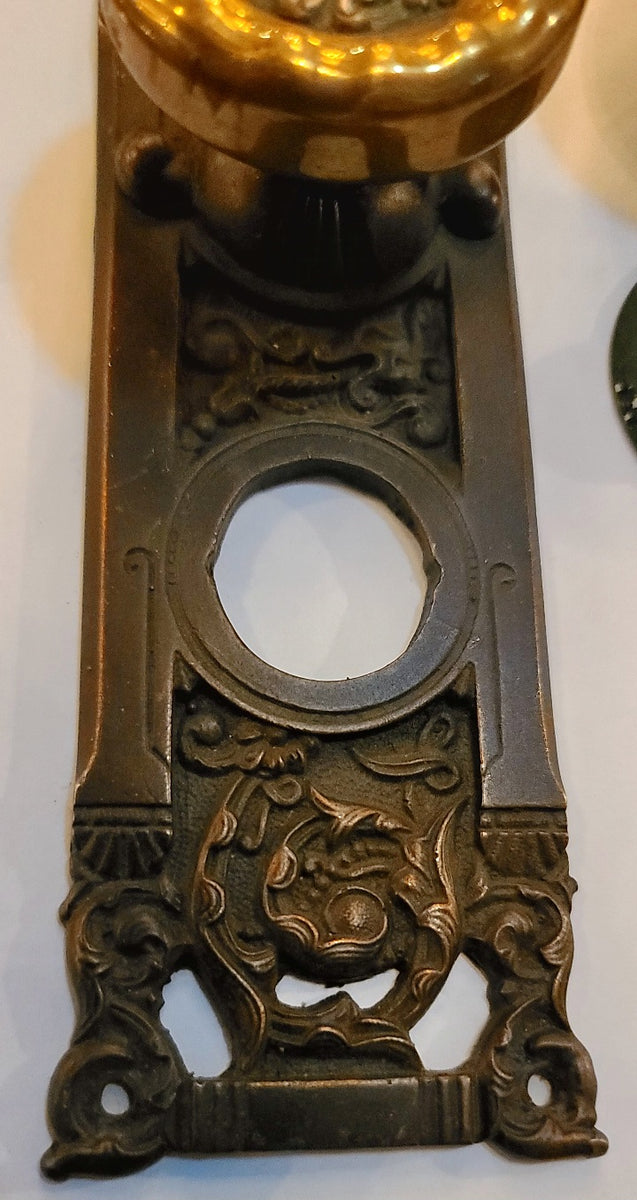 2 Vintage Sets of Bronze & Brass "Columbian" Pattern Entry Hardware ...