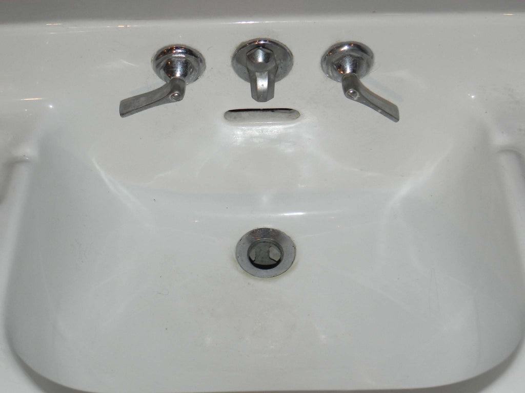 Vintage Cut Corner White Vitreous China Shelf Back Sink – Toledo ...