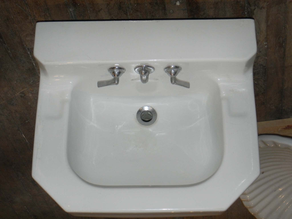Vintage Cut Corner White Vitreous China Shelf Back Sink – Toledo ...