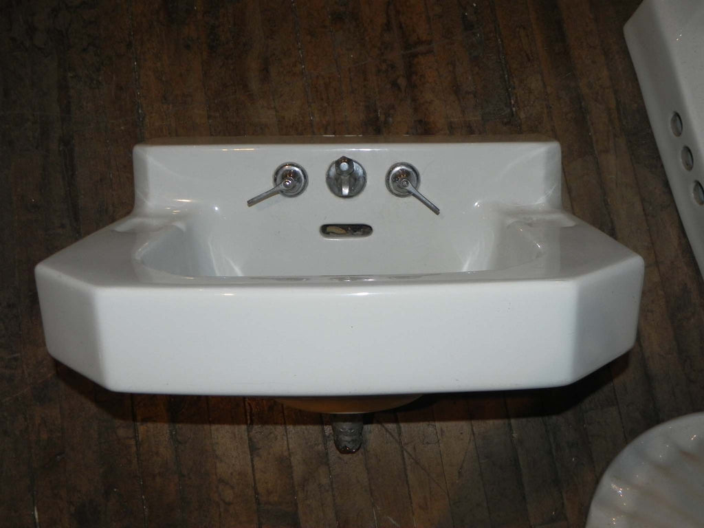 Vintage Cut Corner White Vitreous China Shelf Back Sink – Toledo ...