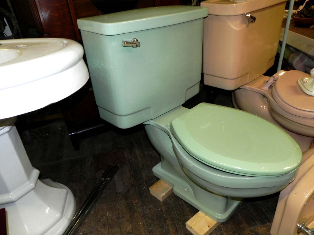 SOLD - Vintage 1920's Era Crane "Siwelclo" 2 Piece Toilet in Pale Jade ...